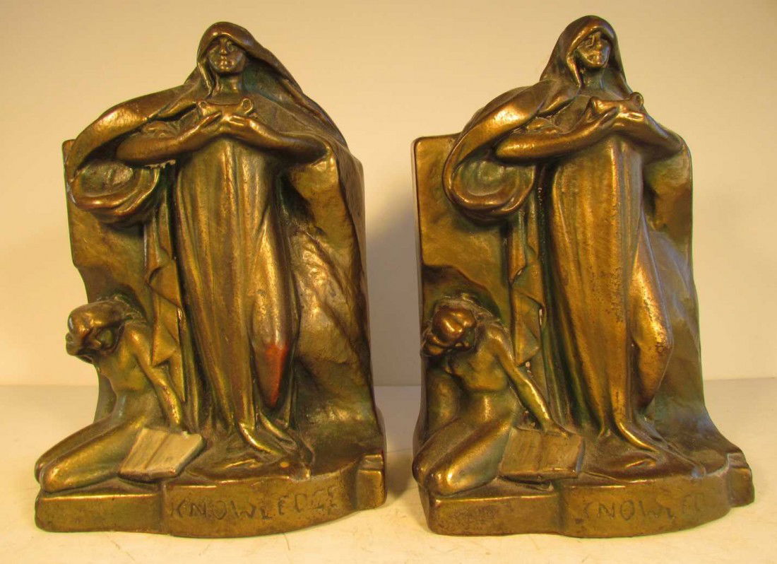 Knowledge Art Nouveau Lady Bookends