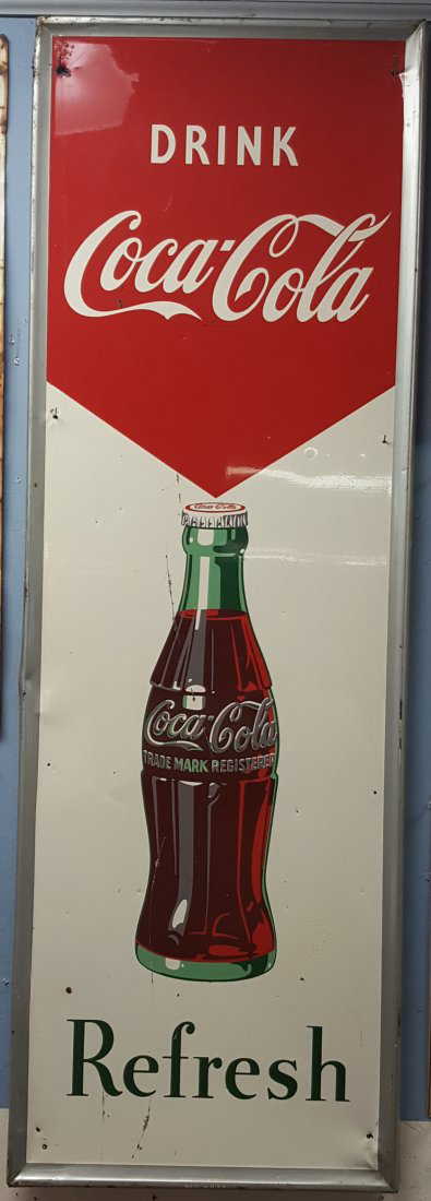 1953 Drink Coca Cola Refresh Vertical Sign 1953 Drink Coca Cola Refresh Vertical Sign