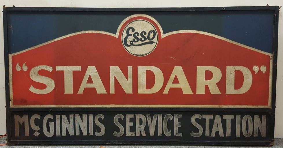 2 Large Esso Standard Mcginnis Service Station Signs.