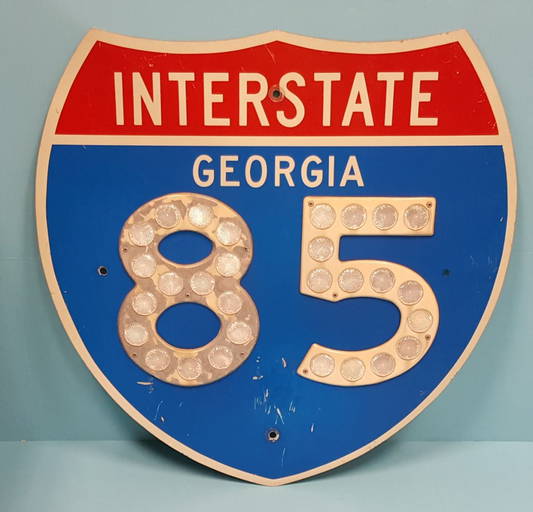 Vintage Georgia Reflective Interstate 85 Highway Sign