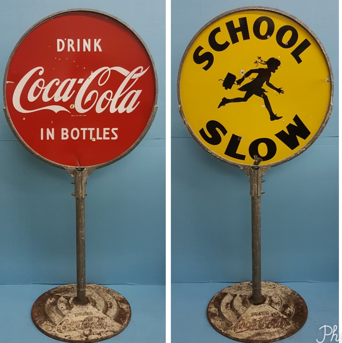 Porcelain Coca Cola School Crossing Lollipop Sign