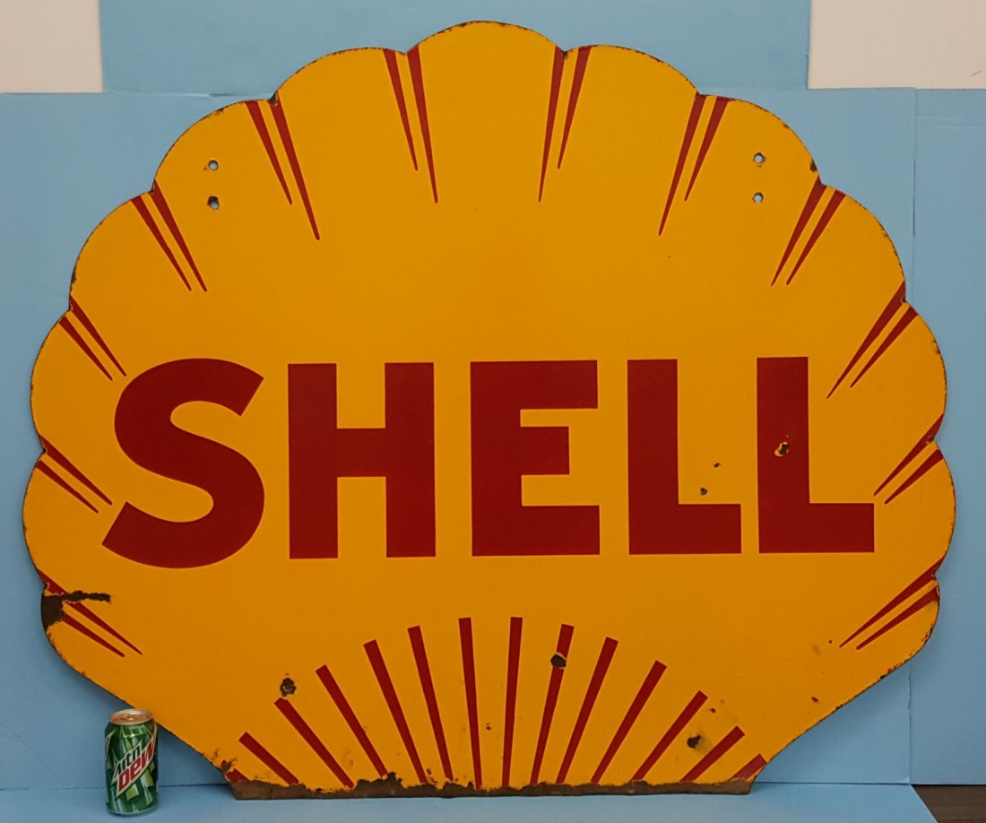 Porcelain Shell Service Station Sign