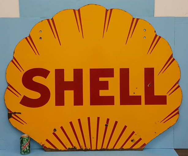 Porcelain Shell Service Station Sign