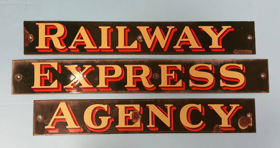 Porcelain Railway Express Agency 3 Piece Sign