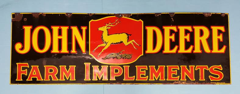 Rare Double Sided John Deere Farm Implements Sign