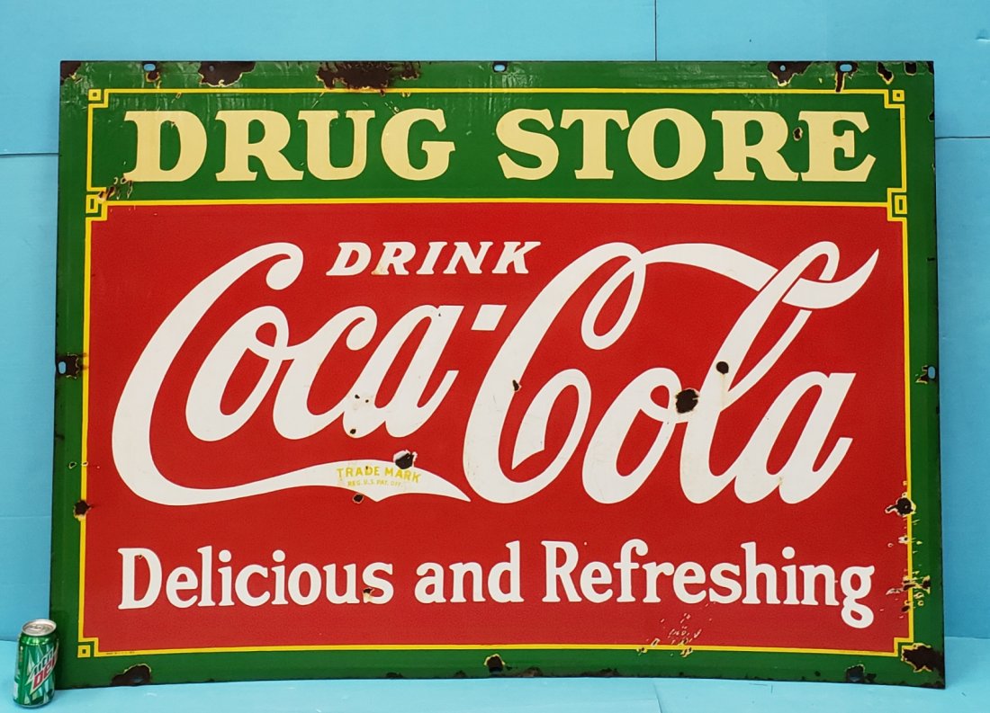 1933 Porcelain Drug Store Coca Cola Sign