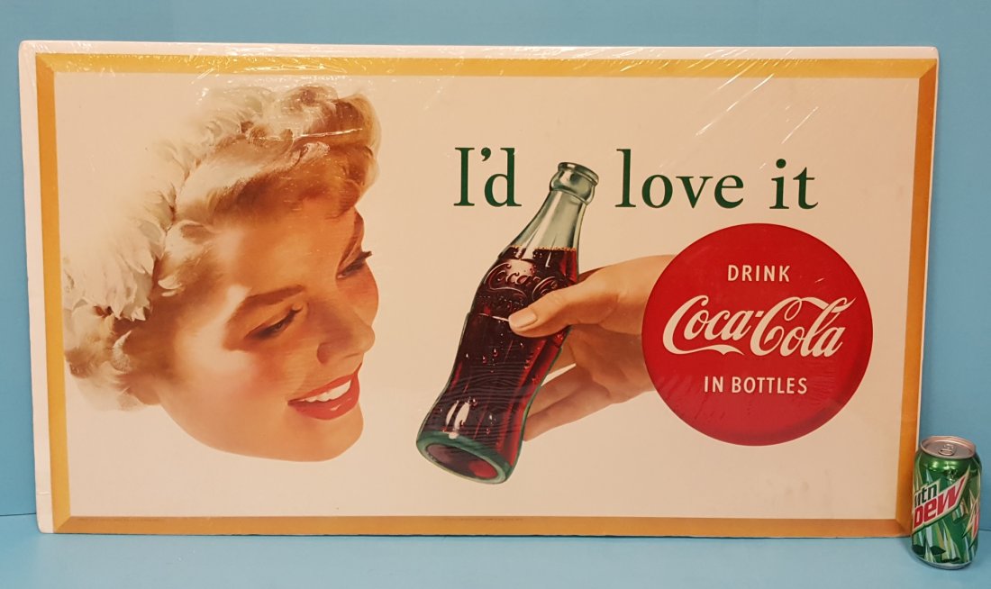 1953 I'd Love It Coca Cola Cardboard Sign