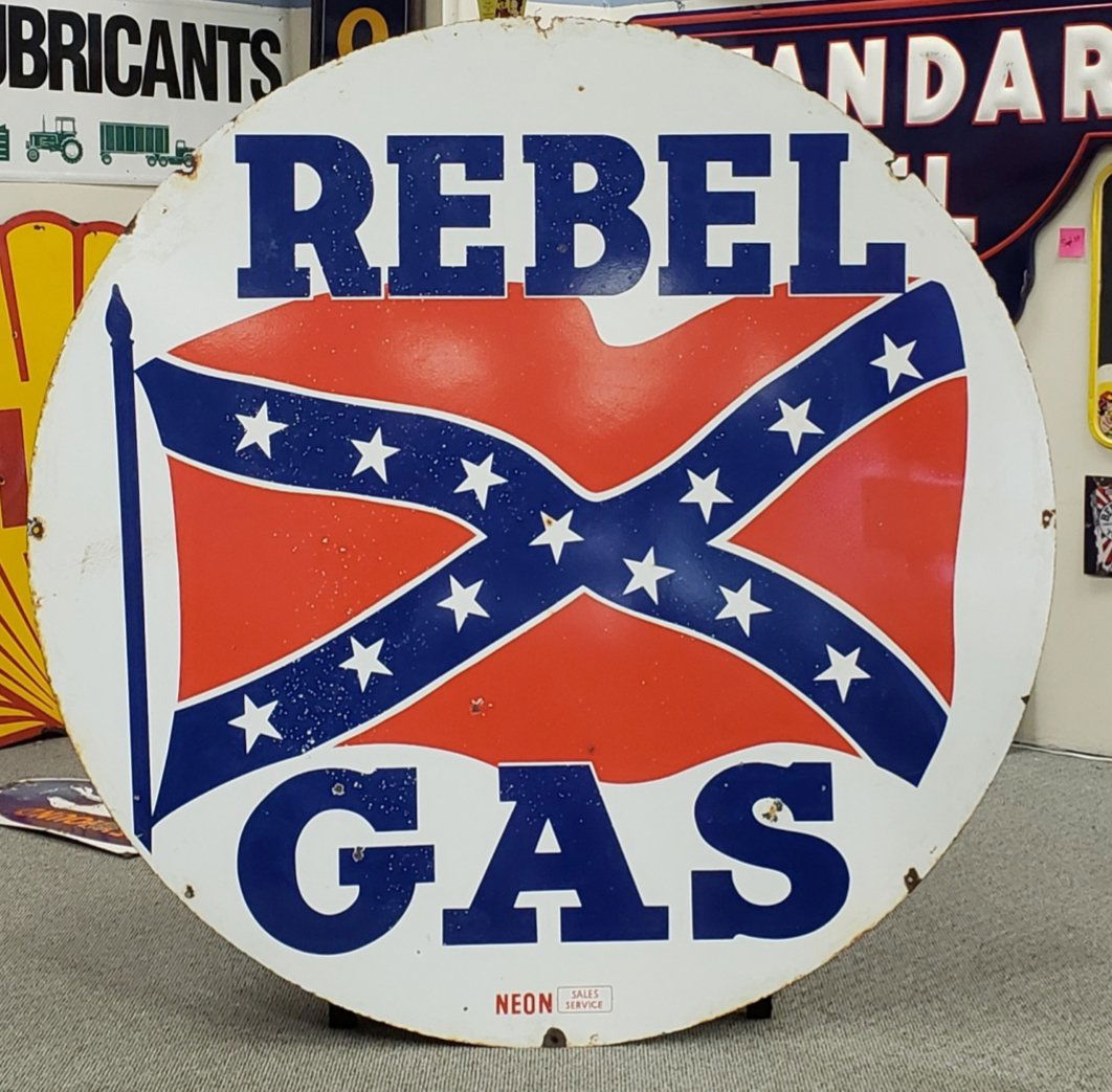 RARE REBEL GAS Double Sided Porcelain Sign - Sep 29, 2018 | Rockabilly ...