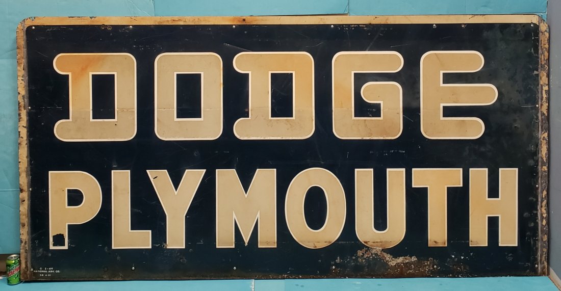 1949 Dodge Plymouth Tin Smaltz Dealership Sign
