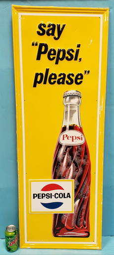 Pepsi Vertical Tin Sign Say Pepsi Please