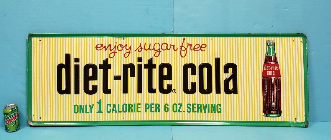 Diet Rite Cola Tin Advertising Sign