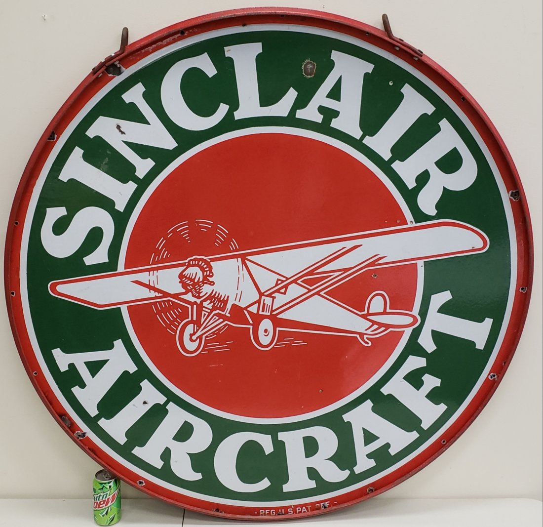 Porcelain Sinclair Aircraft Sign Double Sided