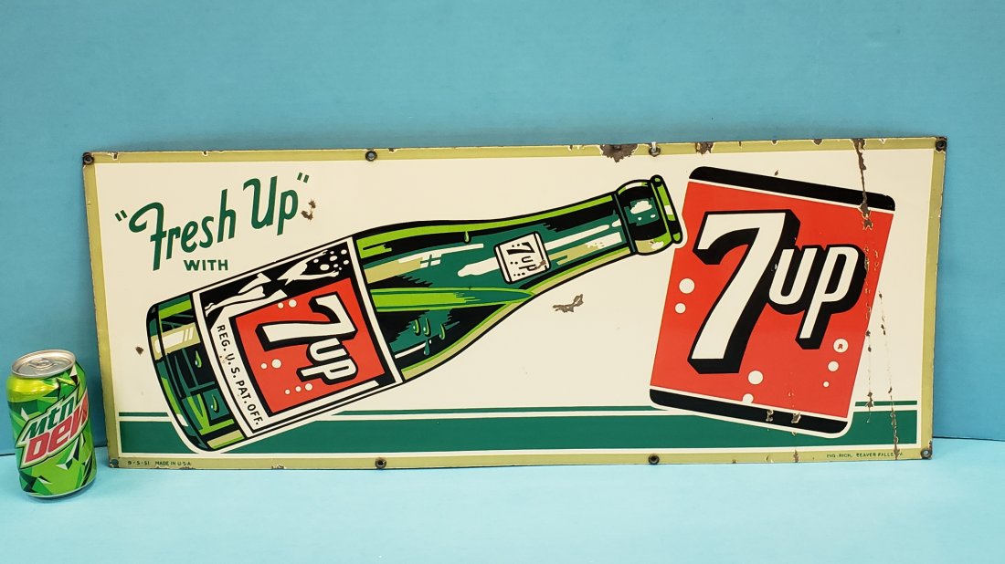 1951 Porcelain Fresh Up 7up Sign