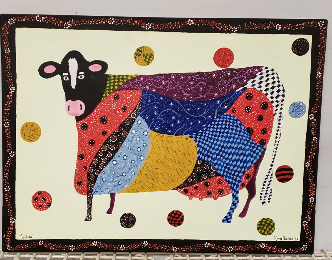Kevin Burchett Original Signed Folk Art "Moo Cow"