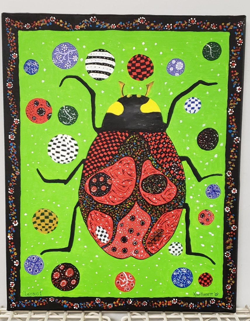 Kevin Burchett Original Signed Folk Art "Ladybug 1"