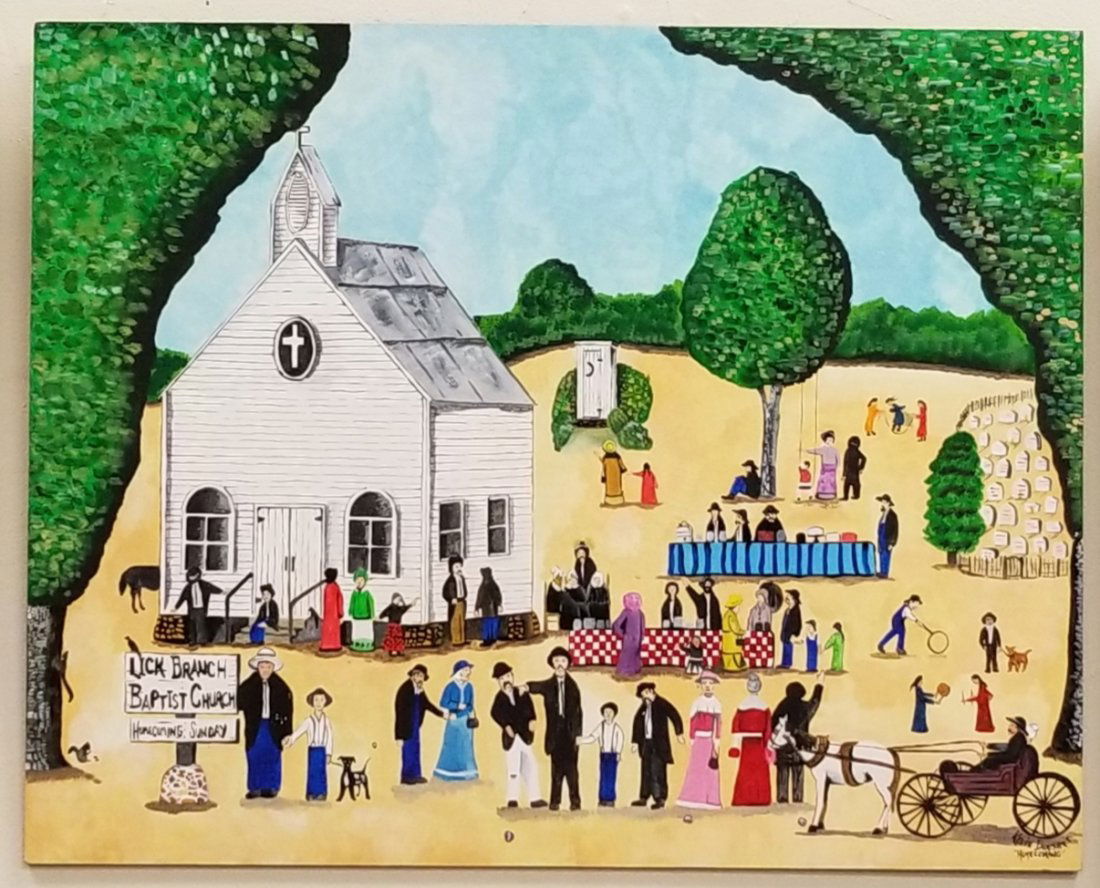 Kevin Burchett Original Signed Folk Art "Homecoming"