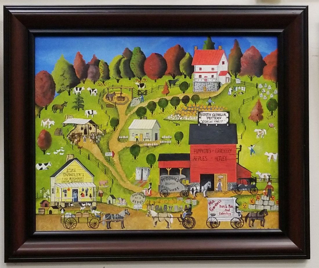 Kevin Burchett Original Signed Folk Art Painting