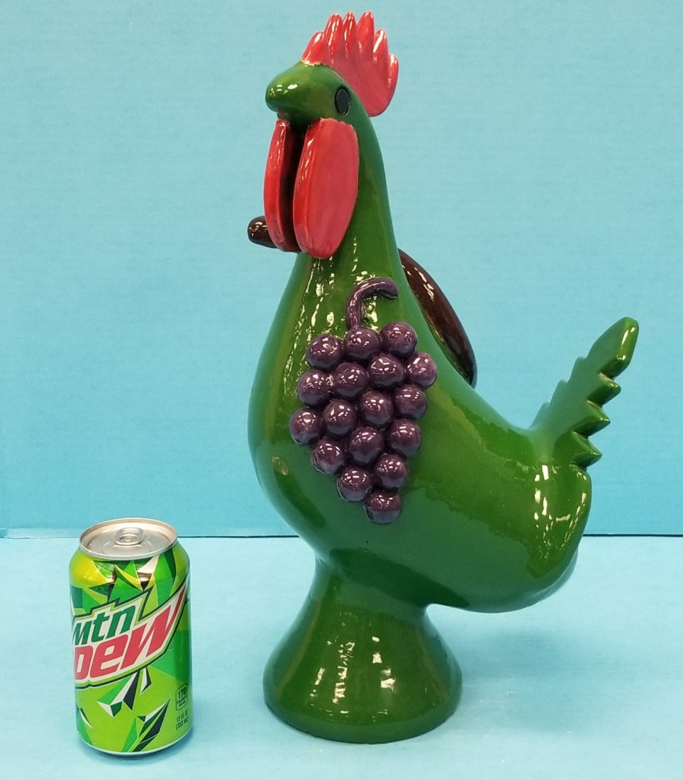 Edwin Meaders Nubs Green Rooster w/ Snake & Grapes