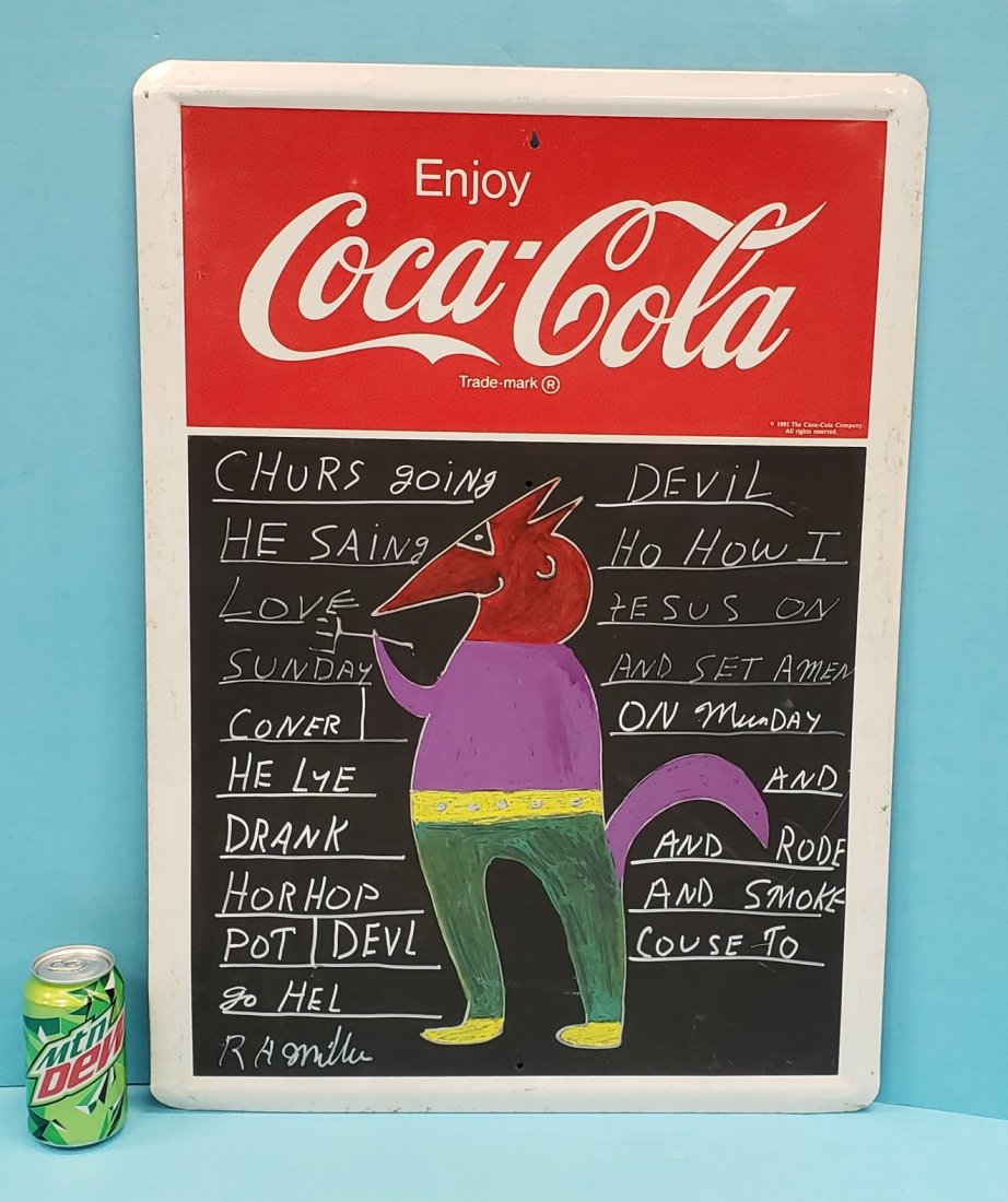R.A. Miller Coca Cola Devil Folk Art Painting