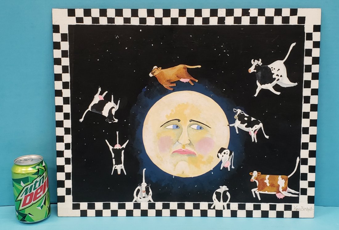 Kevin Burchett Original Signed Folk Art Painting