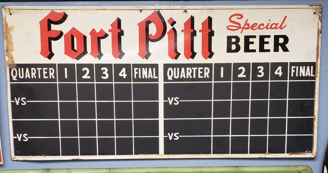 1949 Fort Pitt Beer Scoreboard Sign