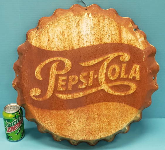 Vintage Embossed Pepsi Cola Bottle Cap Sign