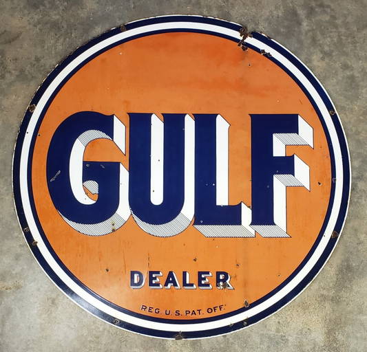 Double Sided Gulf Porcelain Dealer Sign