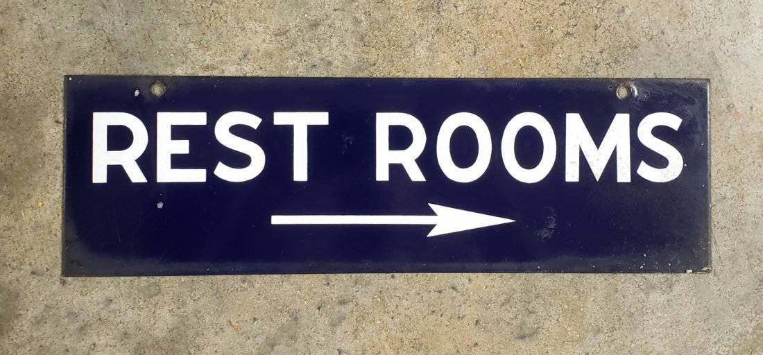 Porcelain Double Sided Rest Rooms Sign