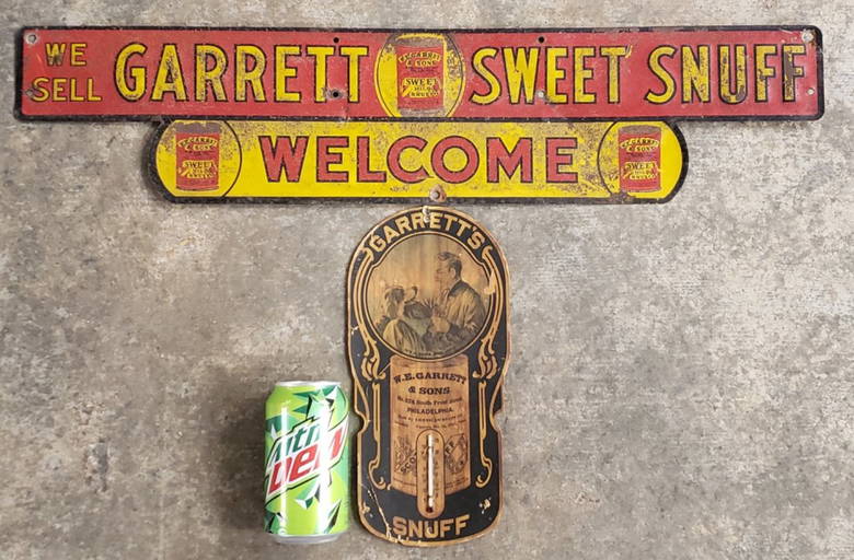 Garrett Sweet Snuff Door Push Sign & Thermometer