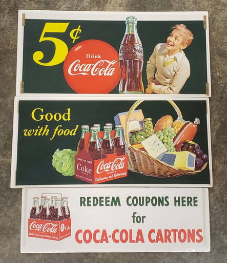 Lot Of 3 Nos Coca Cola Window Signs