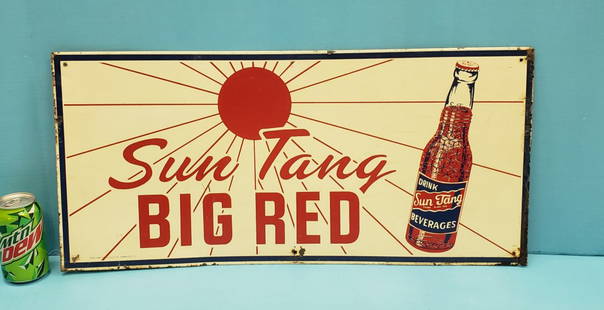 Scarce Sun Tang Big Red Tin Sign