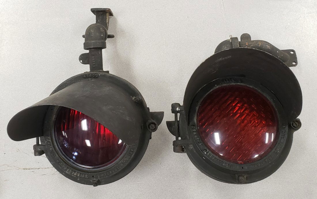 Pair Of Vintage Railroad Crossing Signal Lights