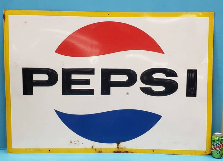 Large Pepsi Embossed Tin Sign - Oct 03, 2020 | Rockabilly Auction ...