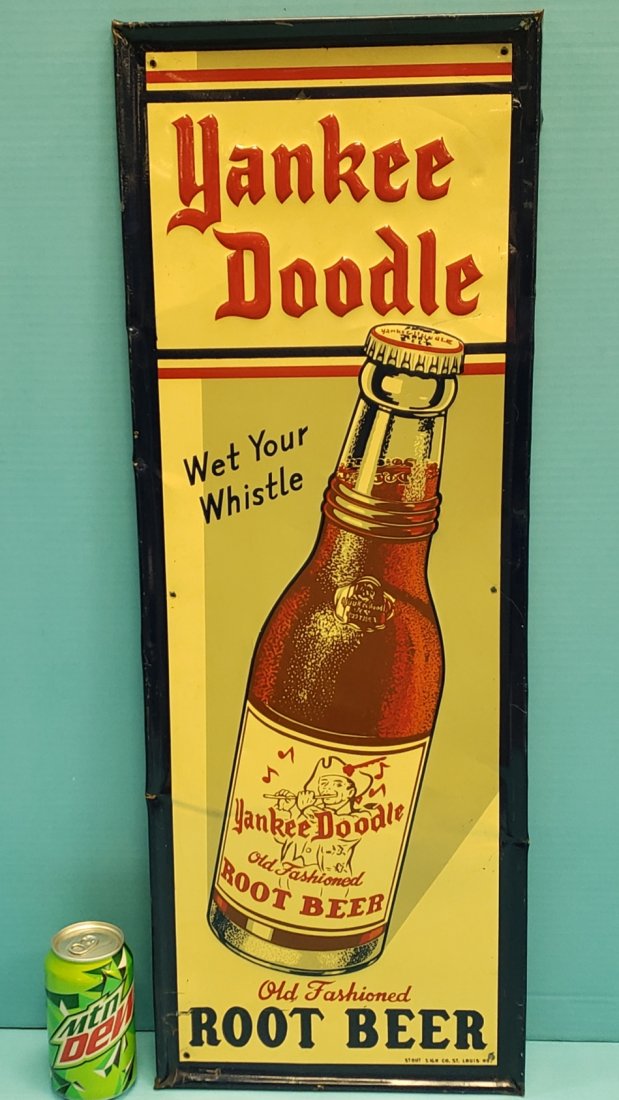 Yankee Doodle Root Beer Self Framed Embossed Tin Sign
