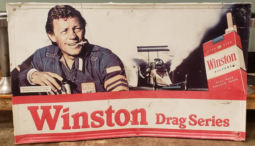 1981 Large Winston Drag Series Tin Embossed Sign