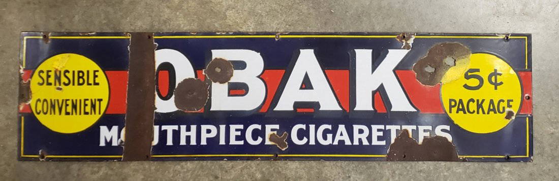 Obak Mouthpiece Cigarettes Porcelain Sign
