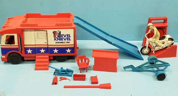 Vintage Evil Knievel Stunt Cycle And Scramble Van