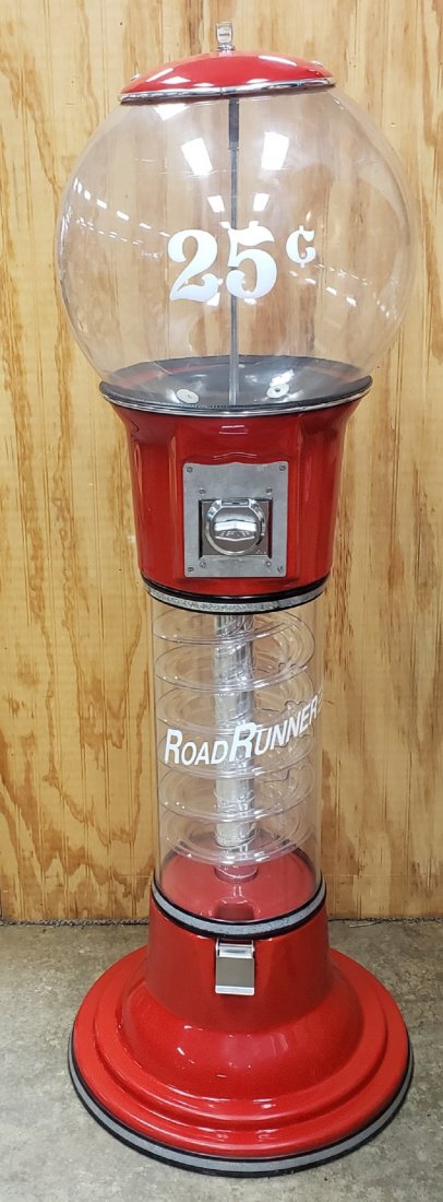Large 25 Cent Roadrunner Spiral Gumball Machine