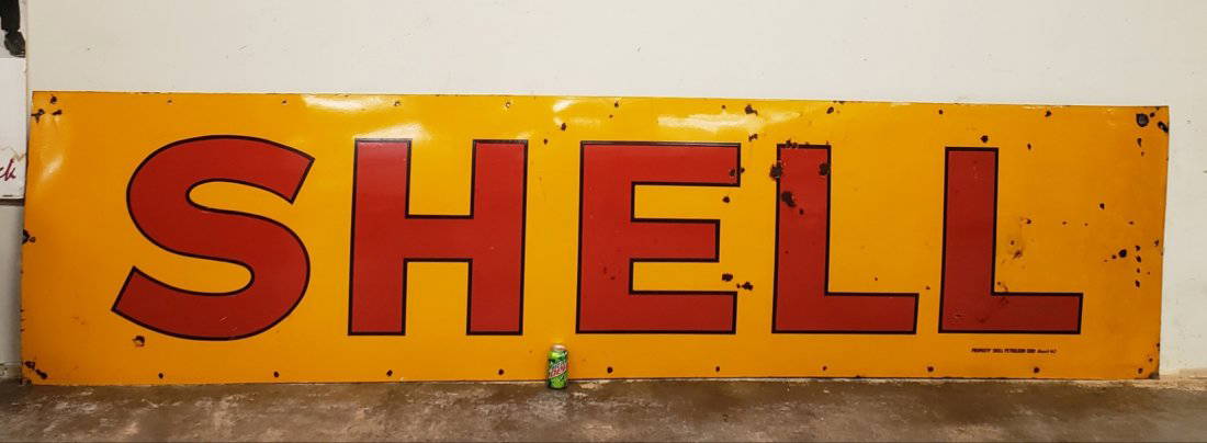 1940 Huge 12ft Porcelain Shell Sign