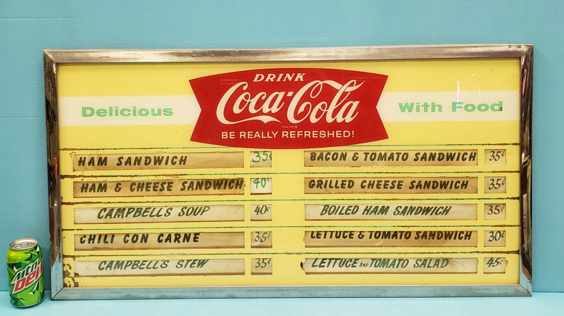 Coca Cola Diner Fishtail Reverse Glass Menu Board