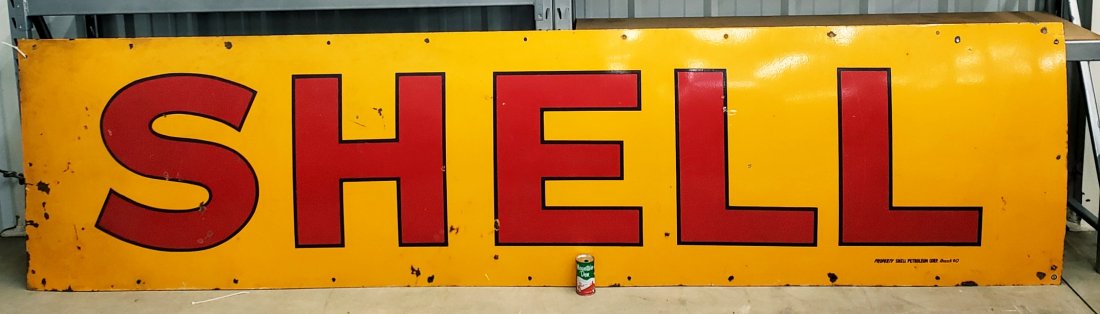 1940 Huge 12ft Shell Porcelain Sign