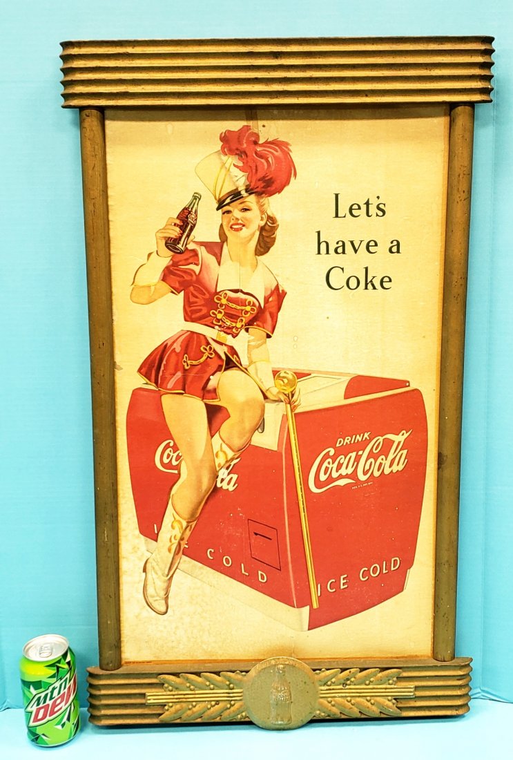 1946 Coca Cola Cardboard Sign Let's Have A Coke