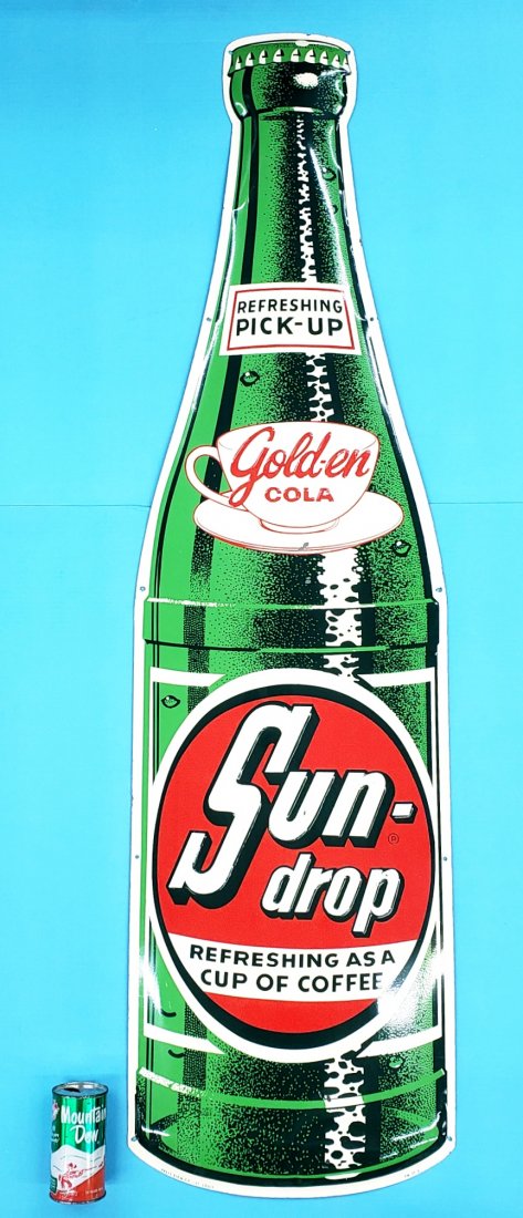 Sun Drop Golden Girl Cola Die Cut Bottle Sign