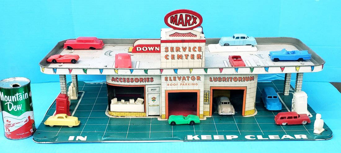 Marx Toy Tin Service Center Gas Station