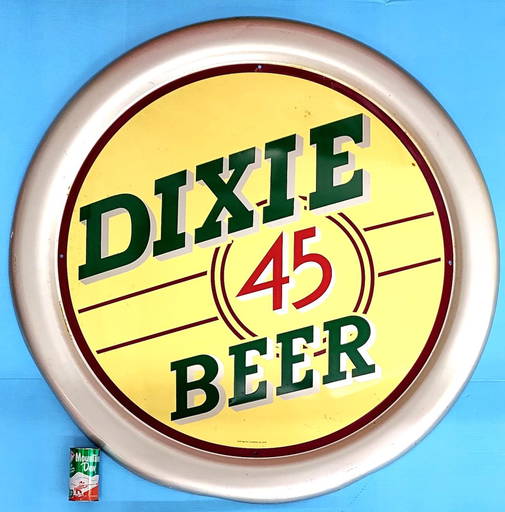 Rare Large Dixie 45 Beer Round Button Sign