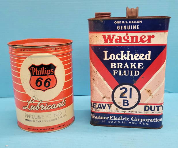 Phillips 66 Lubricants & Wagner Lockheed Brake Fluid Cans