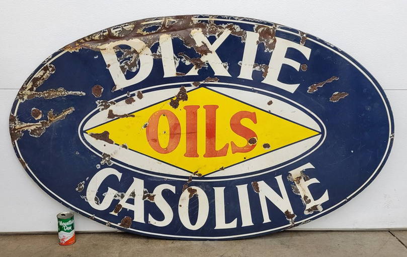 Dixie Gasoline Oils Double Sided Porcelain Oval Sign - Sep 17, 2022 ...