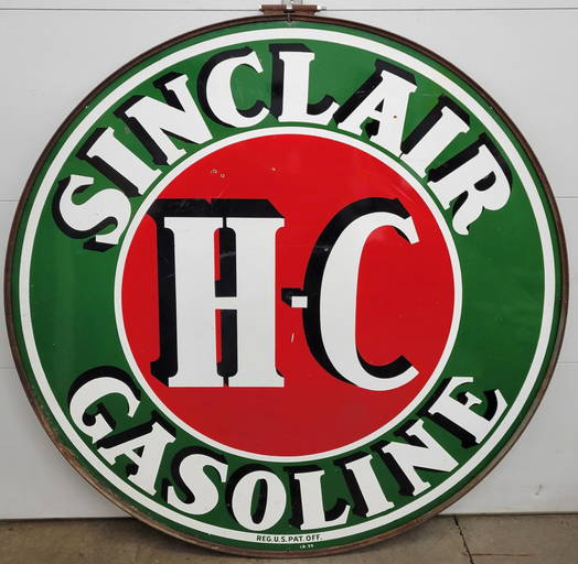 6ft Hc Sinclair Gasoline Double Sided Porcelain Sign With Ring