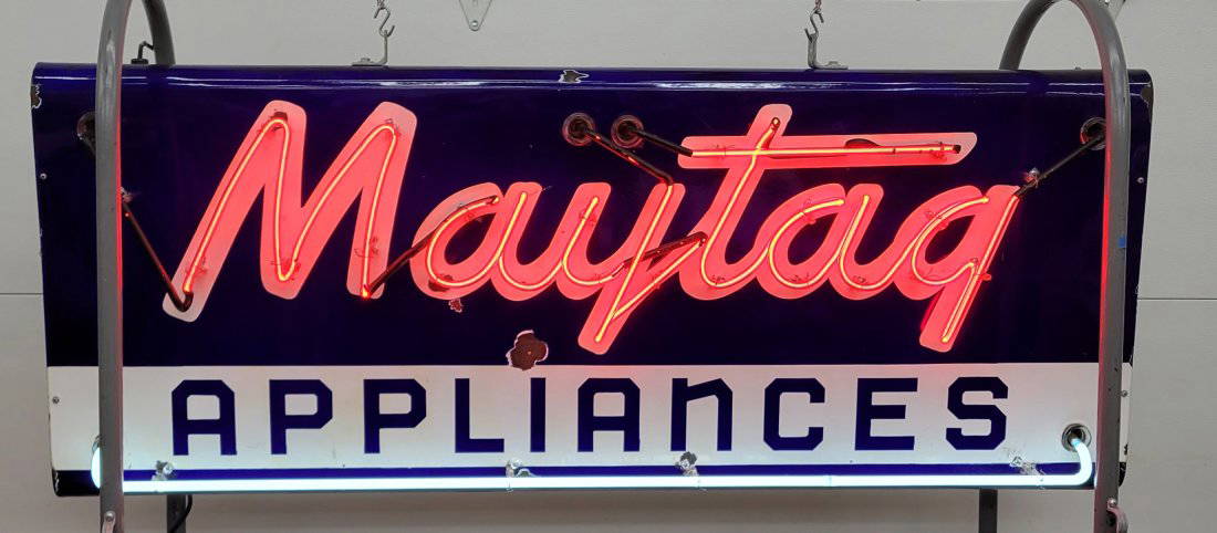 Maytag Appliances Single Sided Porcelain Neon Sign