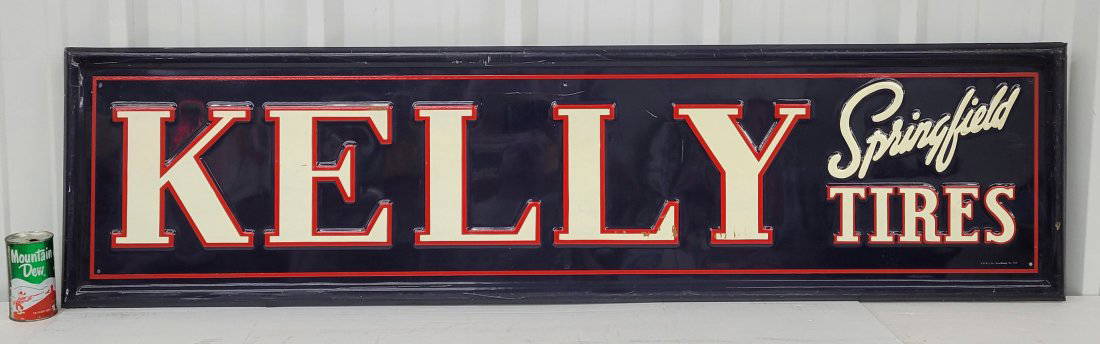Kelly Springfield Tires Embossed Single Sided Tin Sign